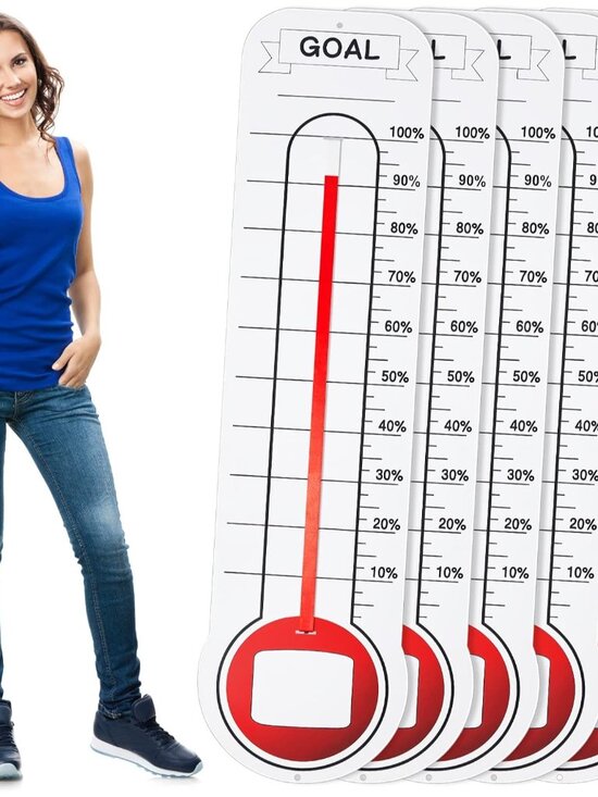 Other | 5 Pcs Goal Chart Fundraising Thermometer Goal Setter Board Goal ...